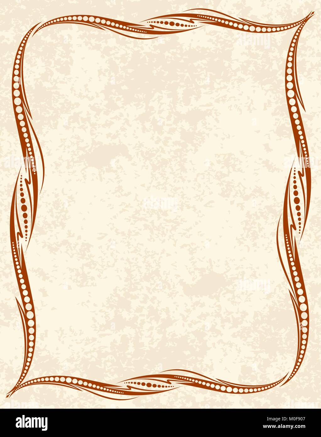 Old frame on aged paper. Retro vintage greeting card, invitation or ...