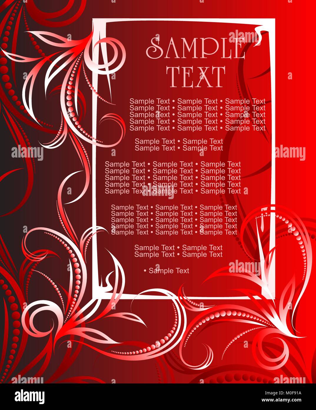 Abstract red background with floral frame Stock Vector Image & Art - Alamy