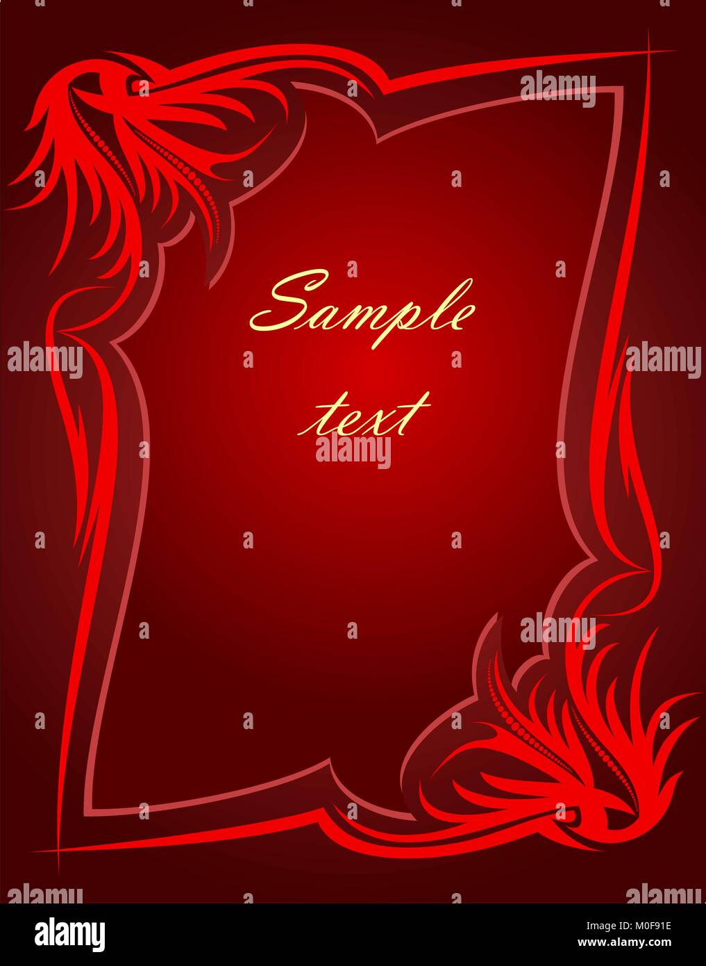 Abstract red background with floral frame Stock Vector Image & Art - Alamy