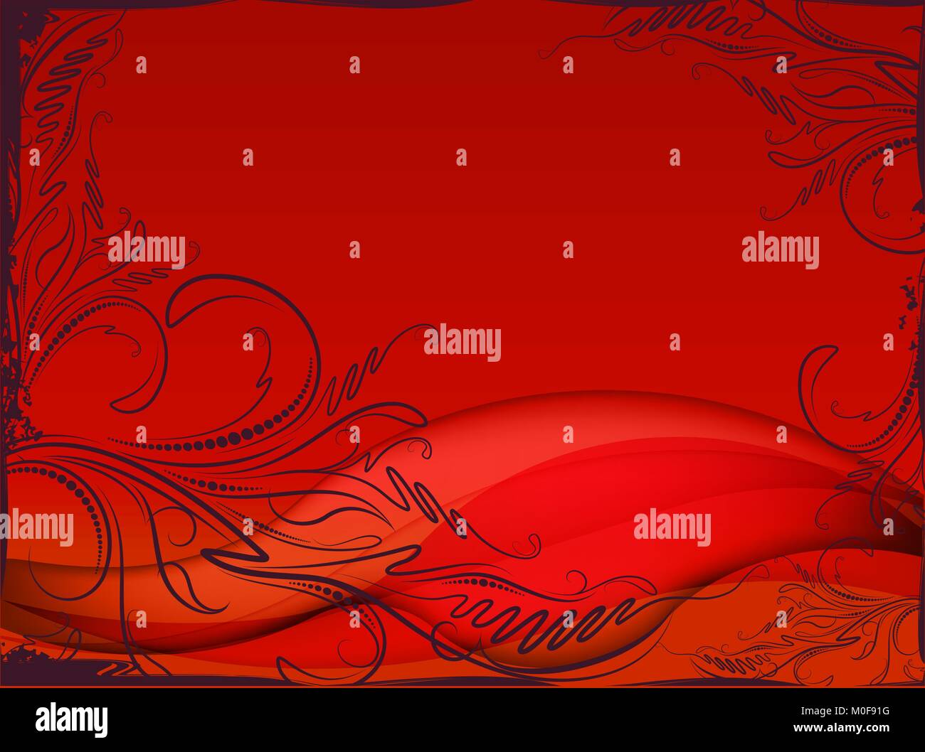 Abstract red background with floral frame Stock Vector Image & Art - Alamy
