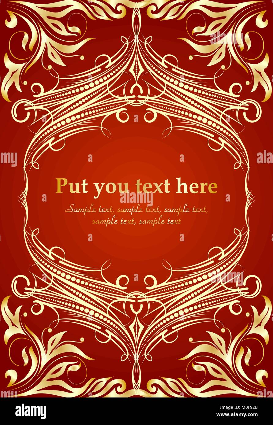 Abstract red background with floral frame Stock Vector Image & Art - Alamy