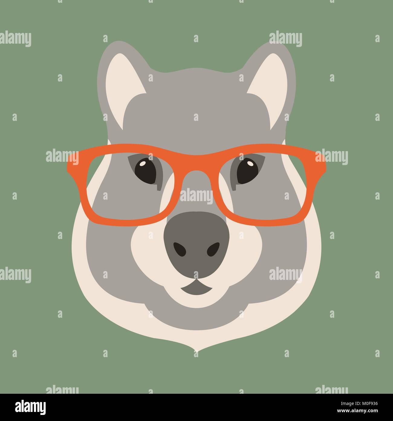 quokka face head in glasses vector illustration flat style Stock Vector ...