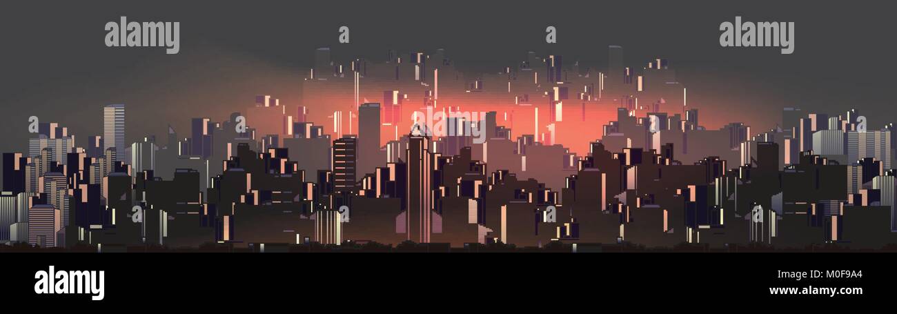 Urban City Nightscape Vector Illustration Stock Photos & Urban City ...