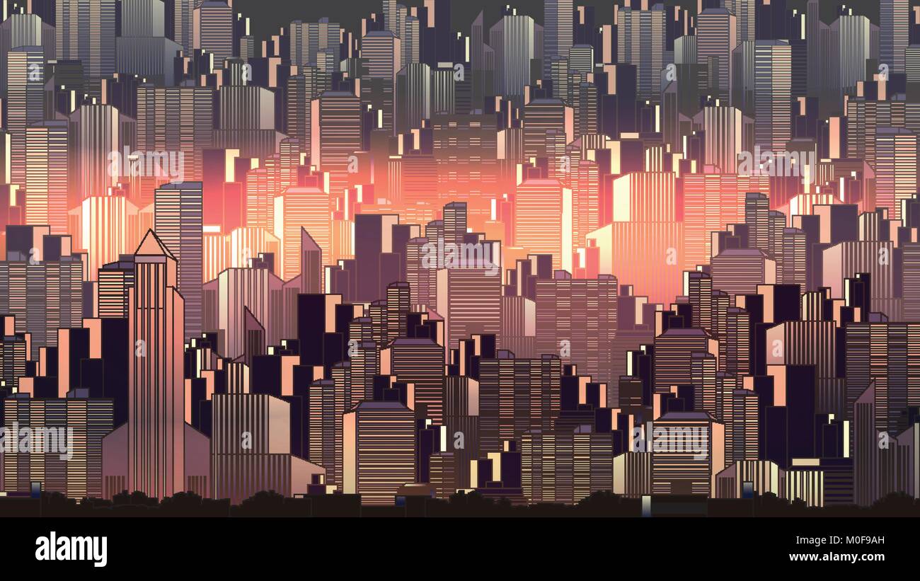 Urban City Nightscape - Vector Illustration Stock Vector Image & Art ...