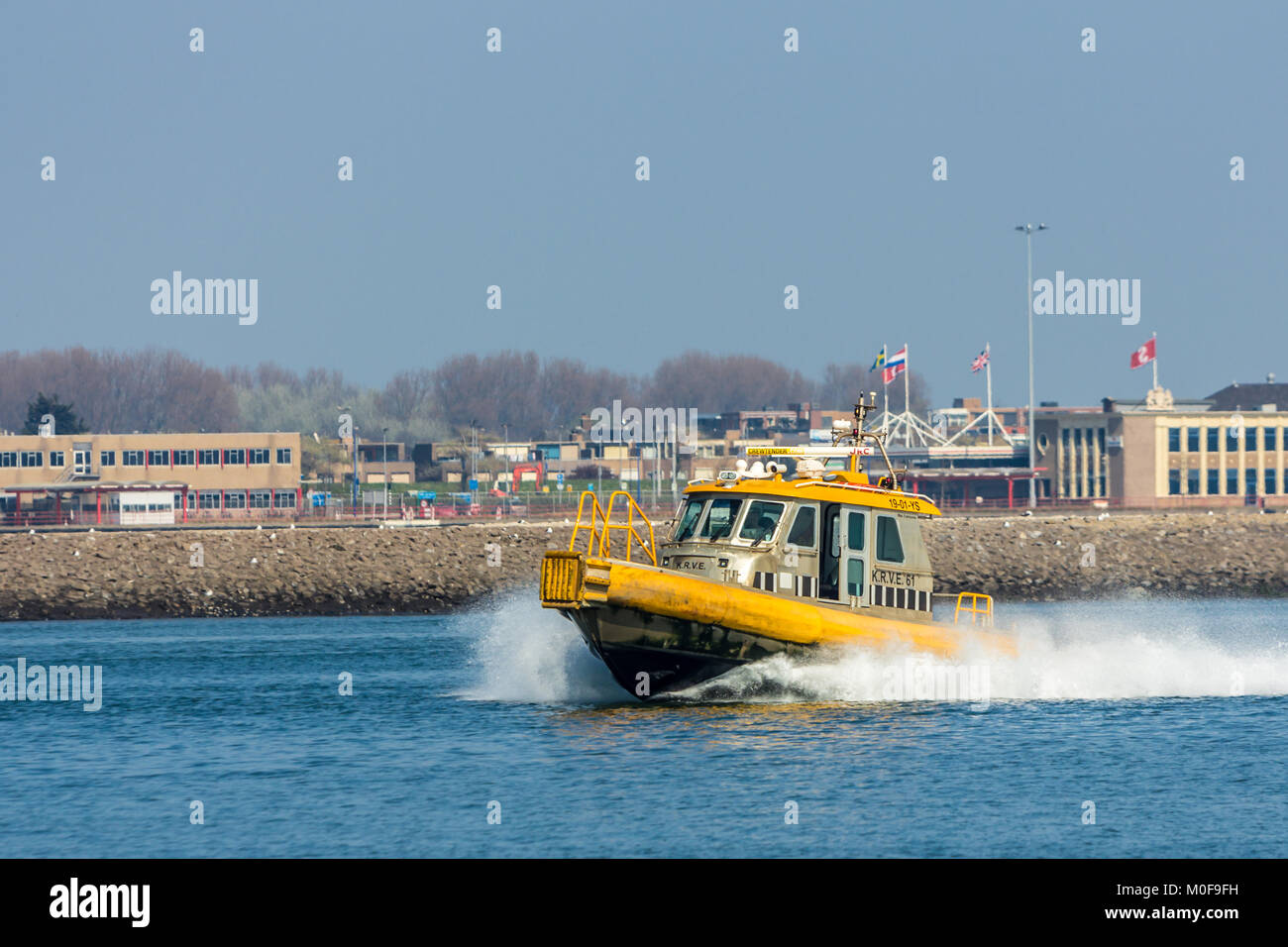 Rotterdam, the Netherlands - April 9, 2017: KRVE small fast pilot boat ...