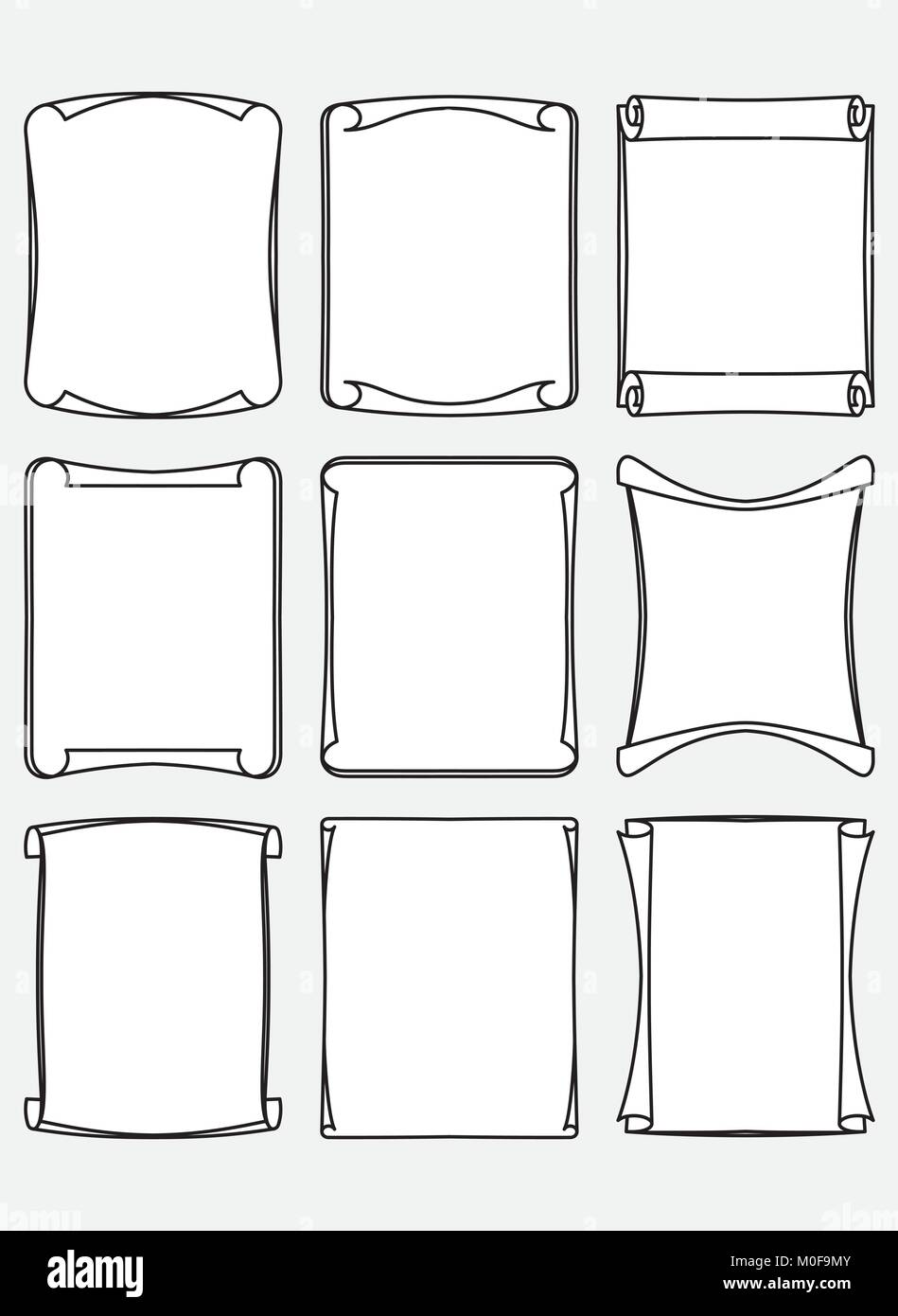 Set of nine unusual decorative stylized frames with swirl edges Stock ...