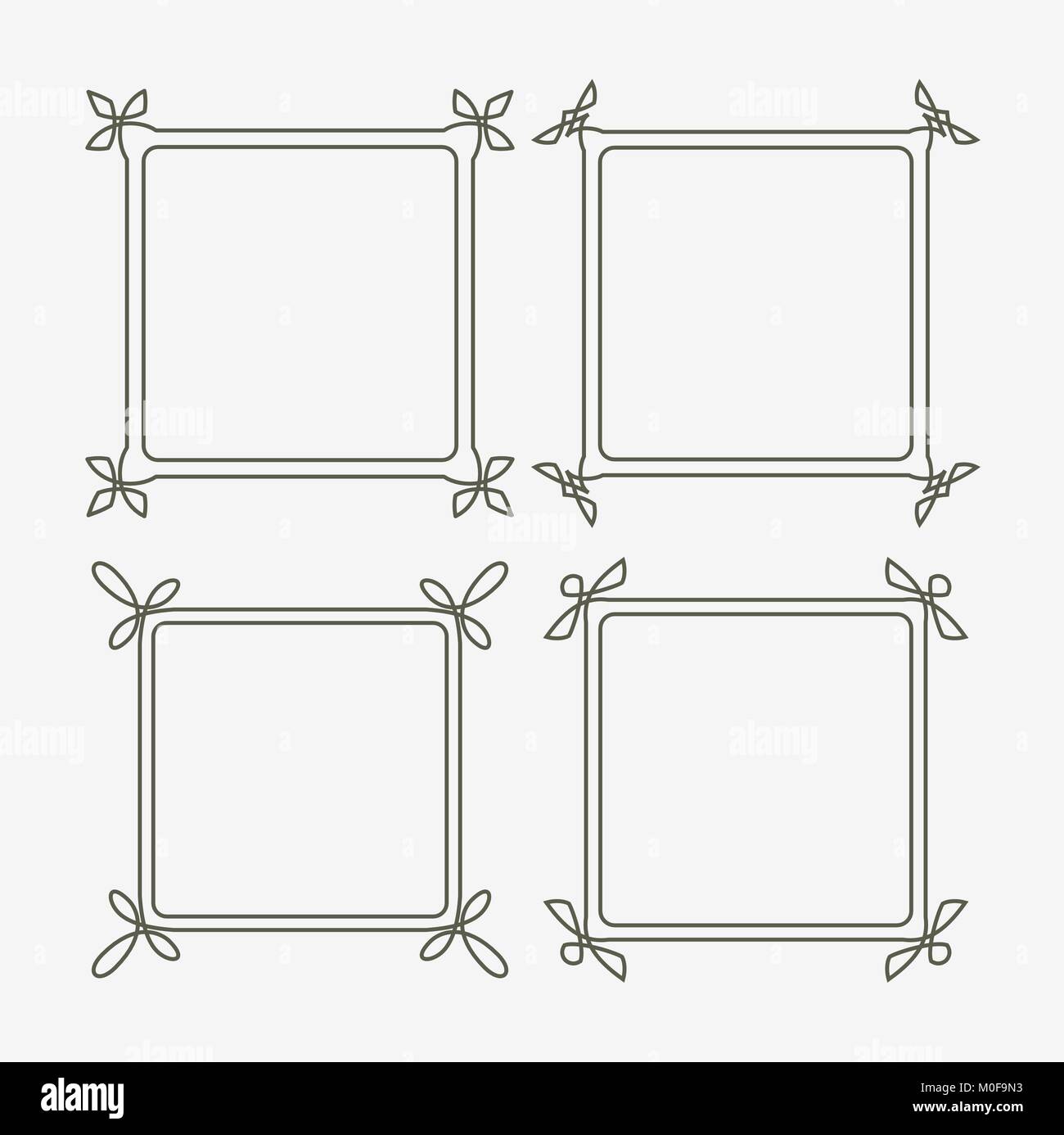 Set of four decorative frames with full editable stroke weight Stock ...