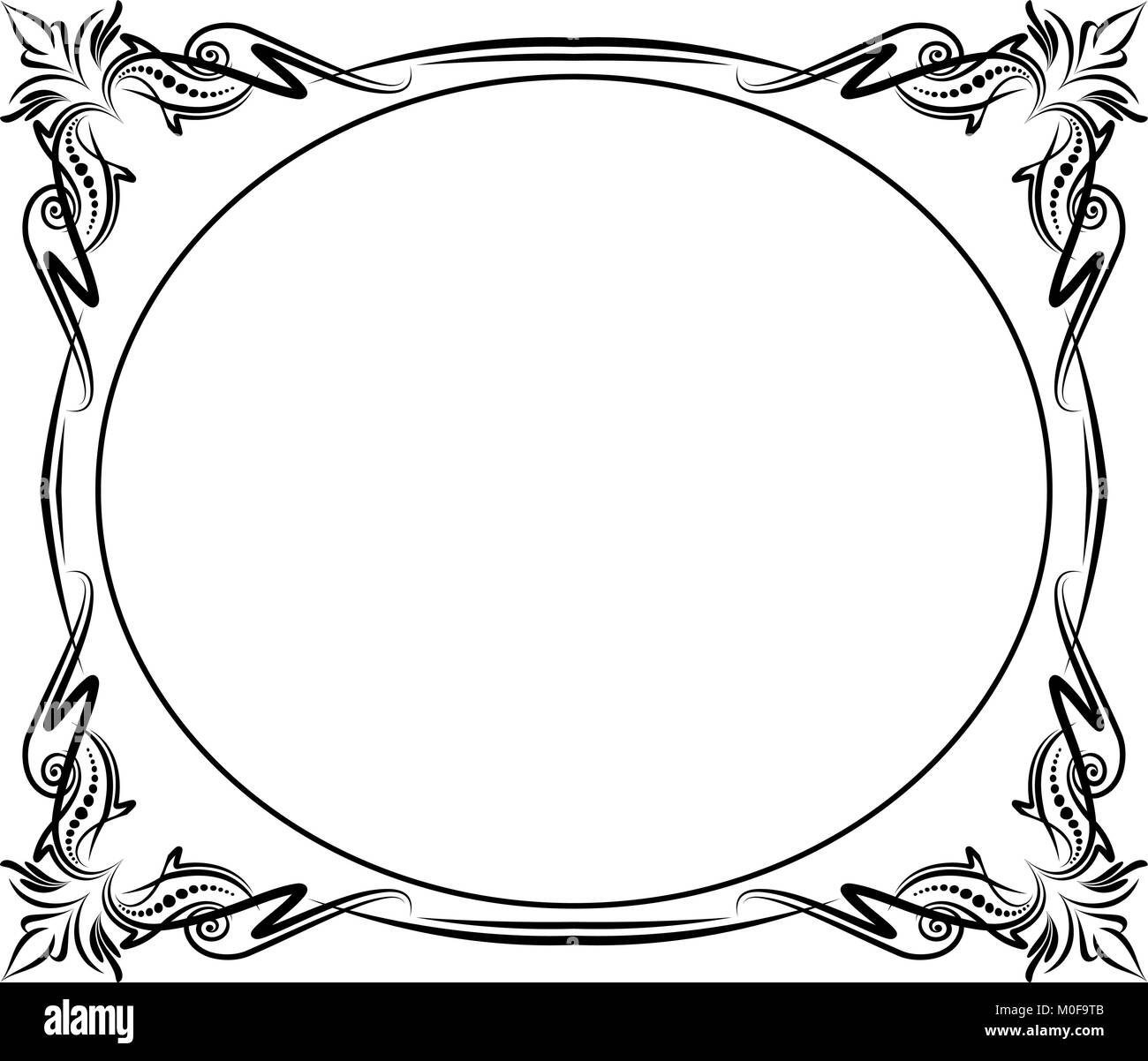 Vector oval victorian frame Black and White Stock Photos & Images - Alamy