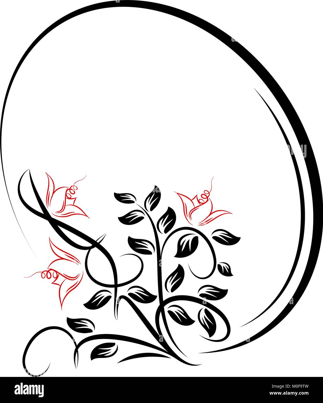 Elegant oval frame with flower. Vector Stock Vector Image & Art - Alamy