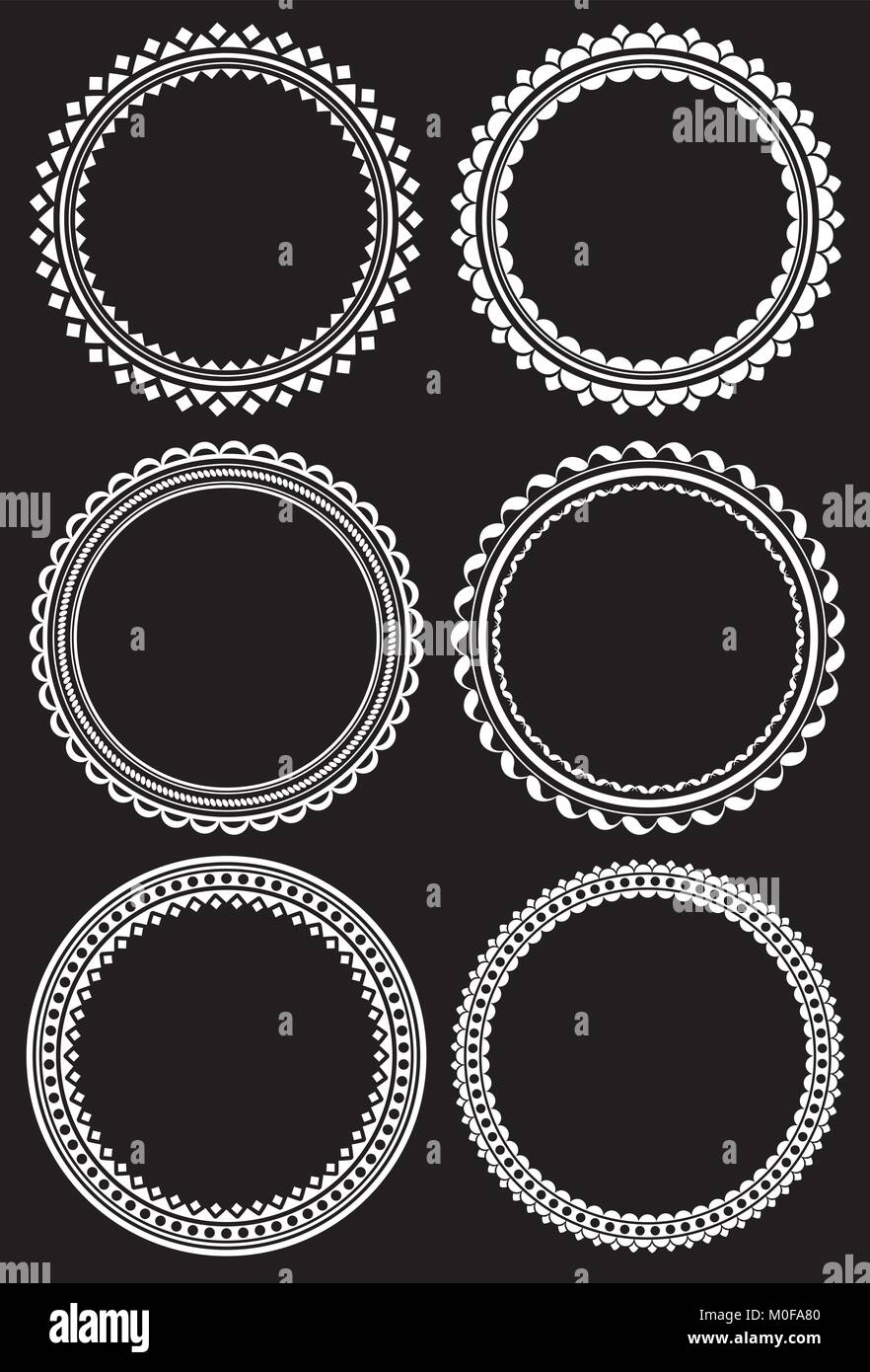 Set of 6 round frames on the black background Stock Vector Image & Art ...