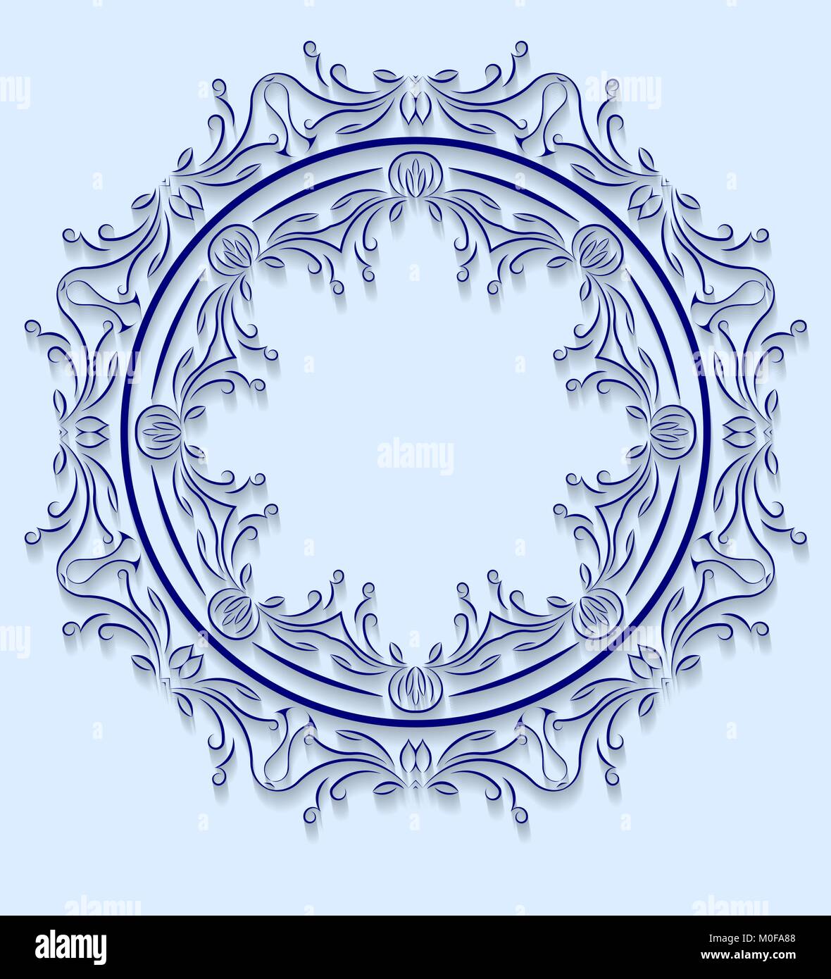 Blue circle design in cut of paper style. Vector illustration Stock ...