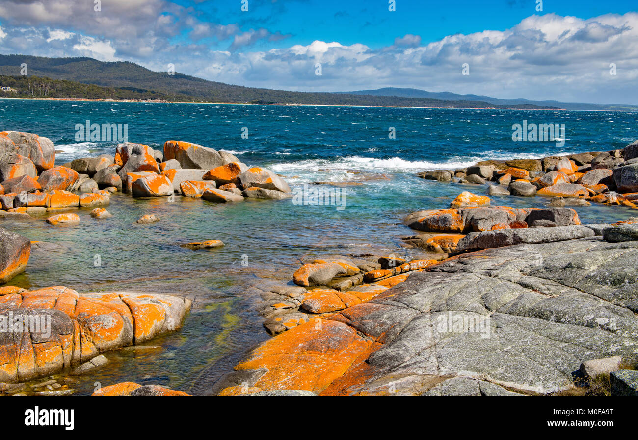 Binalong Beach on Tasmania 's Bay of Fires named because of Aboriginal ...