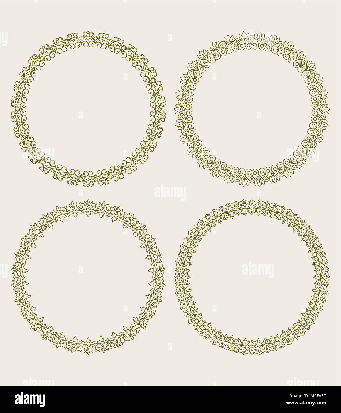 Set of 4 rich decorated calligraphic round frames Stock Vector Image ...