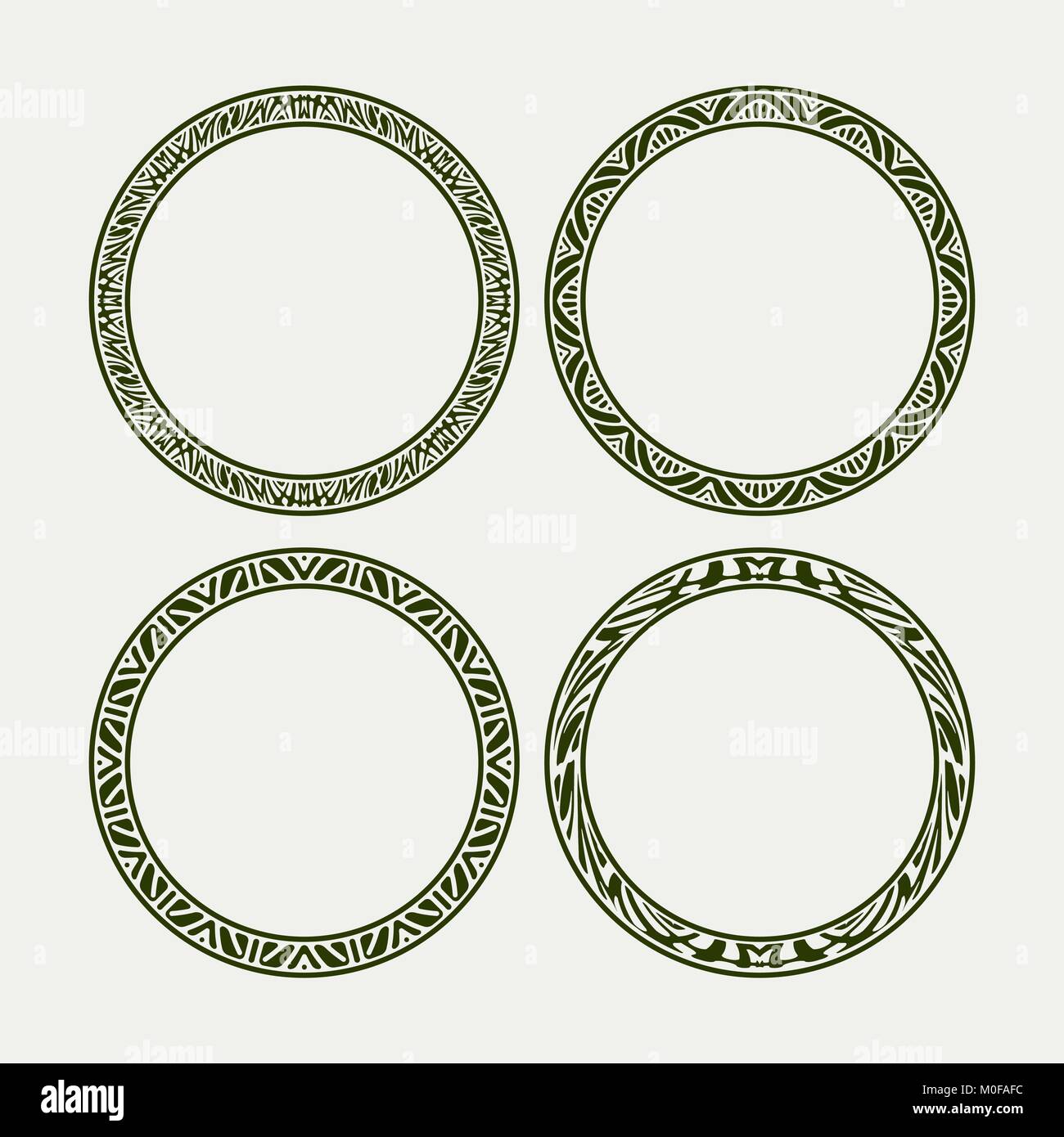 Set of 4 round decorative elements. Vector illustration Stock Vector ...