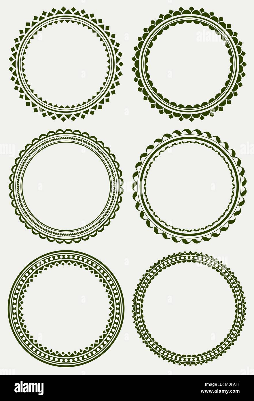 Collection round vintage frames Stock Vector Images - Alamy