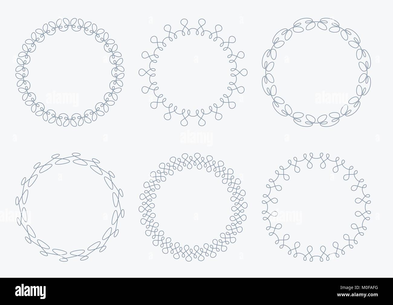 Set of 6 very simple round frames with fully editable stroke width ...