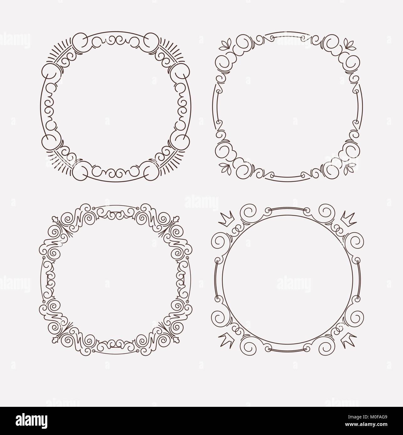 Set of 4 rich decorated calligraphic round frames Stock Vector Image ...