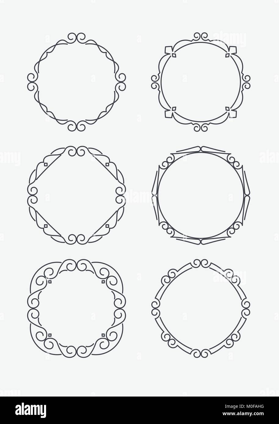 Set of 6 rich decorated calligraphic round frames Stock Vector Image ...