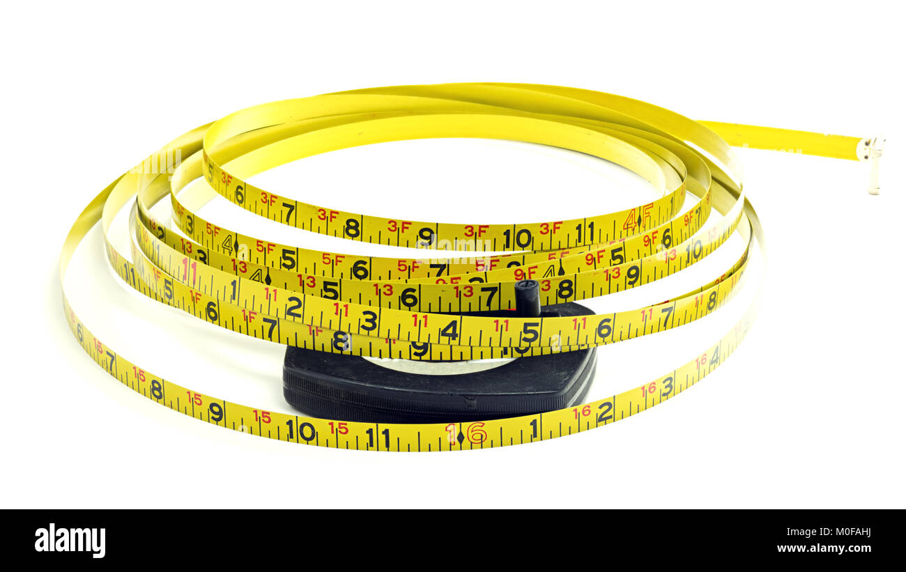 Numbered yellow tape used for measuring in construction Stock Photo - Alamy
