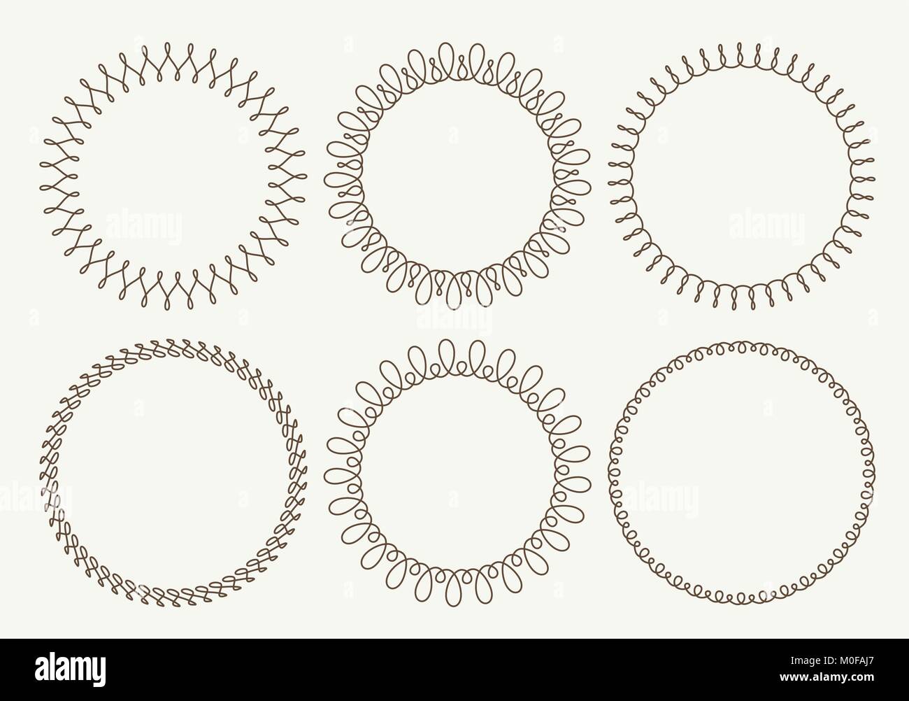 Set of 6 very simple round frames with fully editable stroke width ...