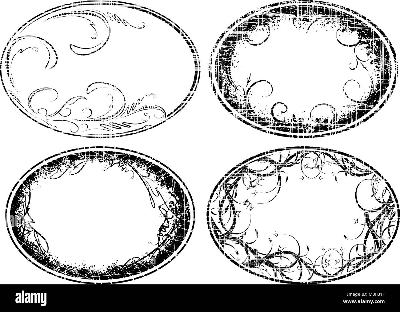 Set of 4 grunge oval frames Stock Vector Image & Art - Alamy