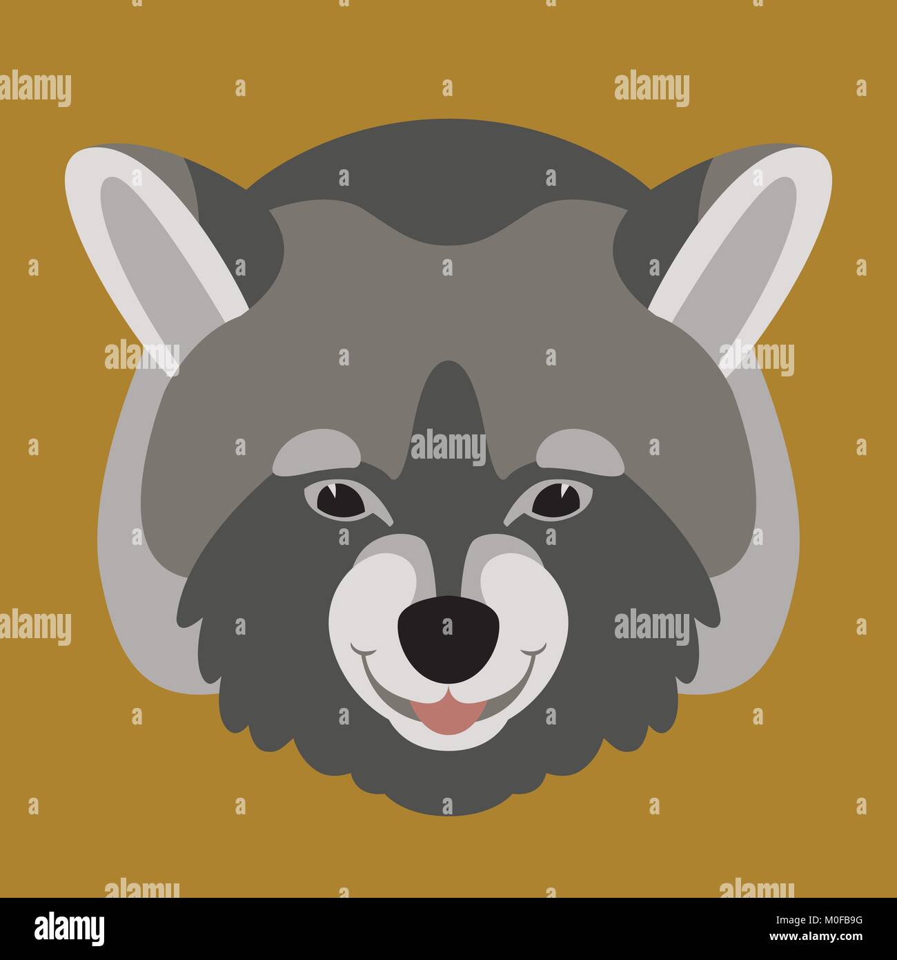 raccoon face vector illustration flat style front view Stock Vector ...
