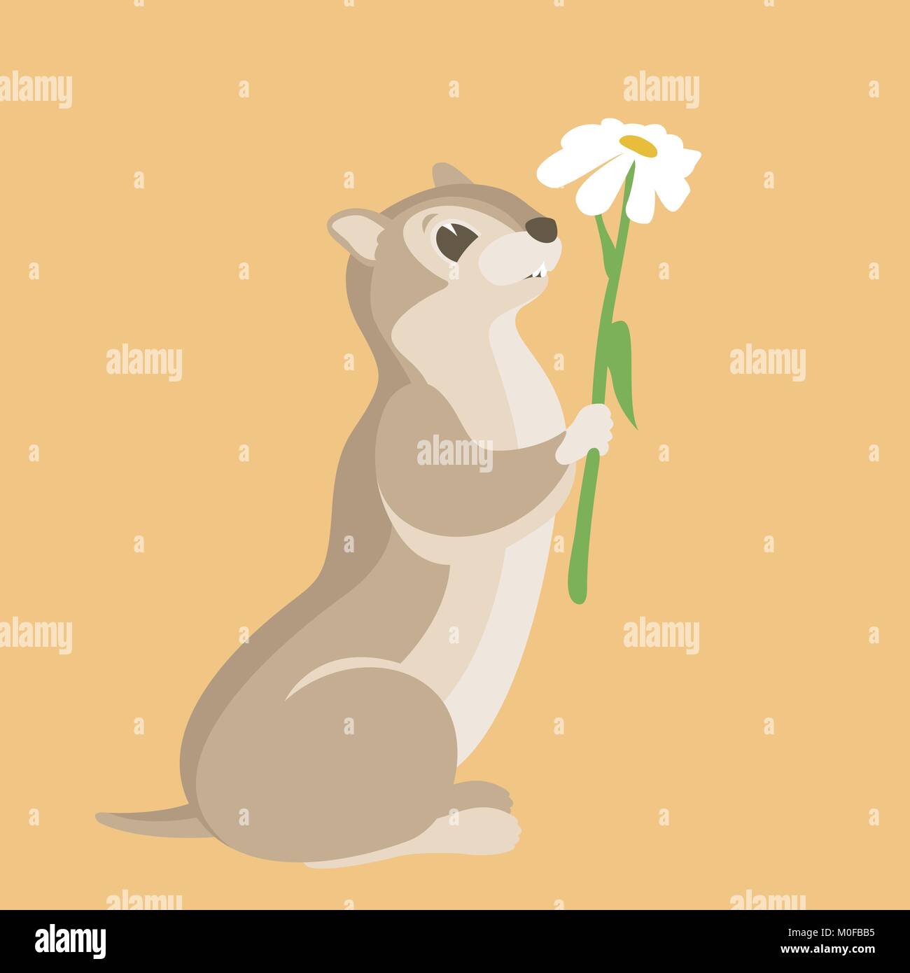 chipmunk and flower vector illustration flat style profile side Stock ...