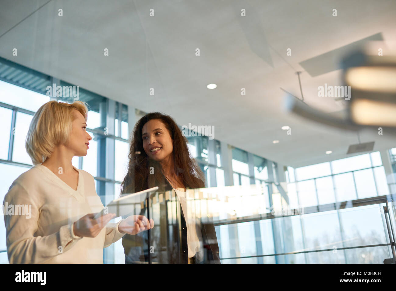 Chatting Animatedly with Colleague Stock Photo - Alamy
