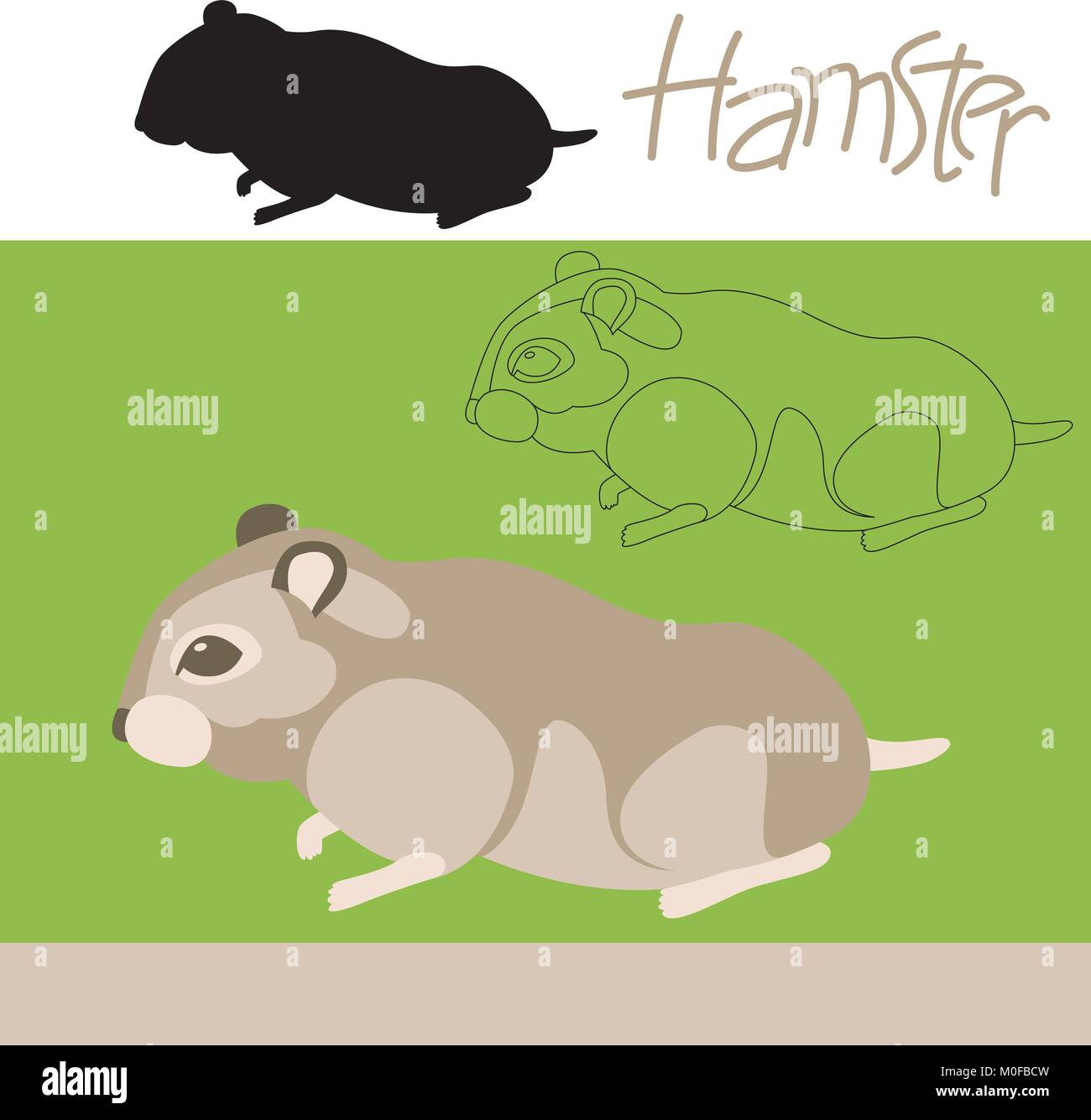 hamster vector illustration flat style black silhouette set profile ...