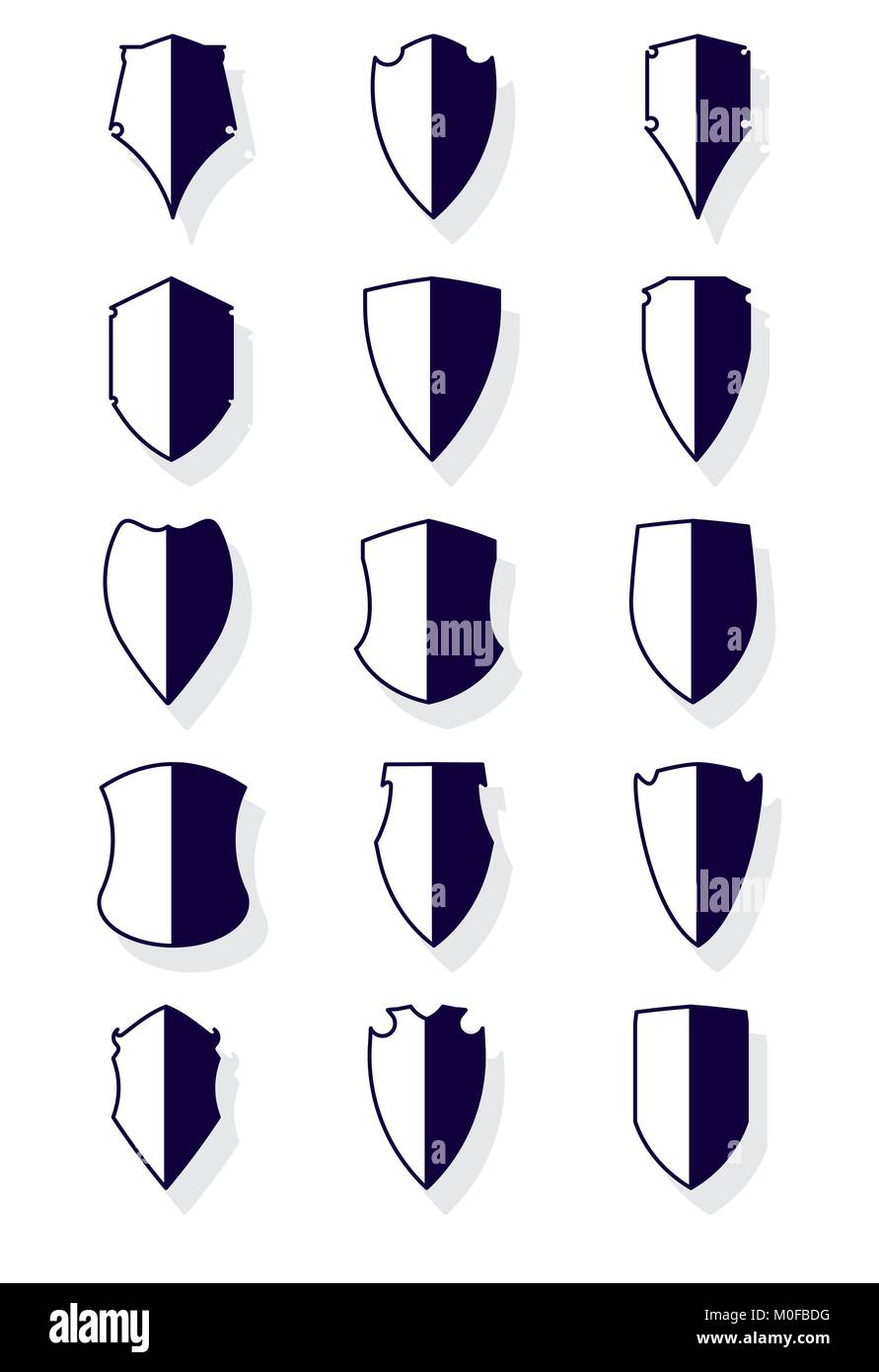 Set of 15 icons of shields with shadow Stock Vector Image & Art - Alamy