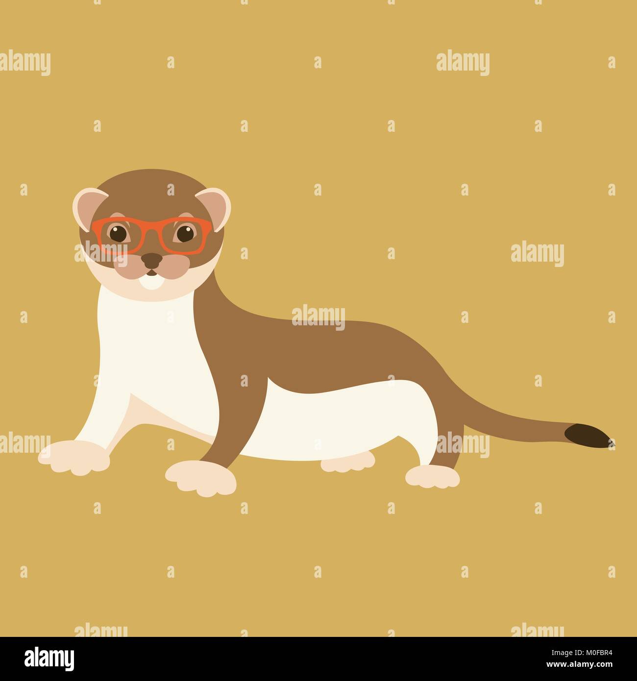 weasel in glasses vector illustration flat style front side Stock ...