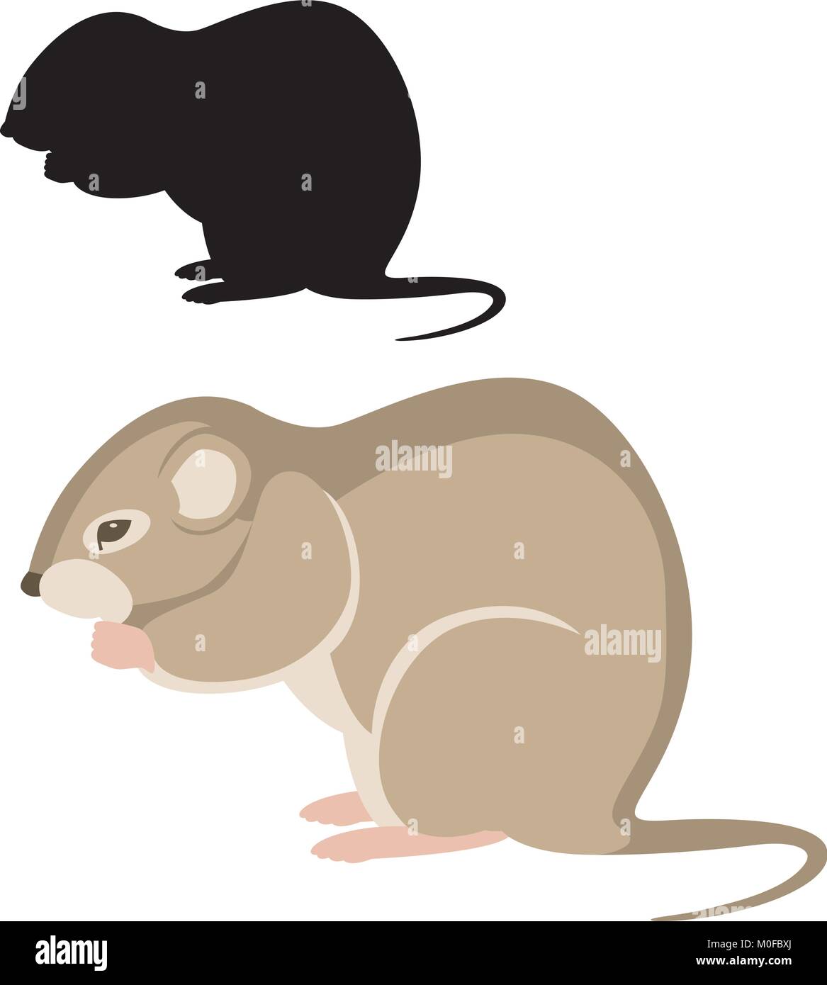 mouse vole vector illustration flat style black silhouette set profile ...