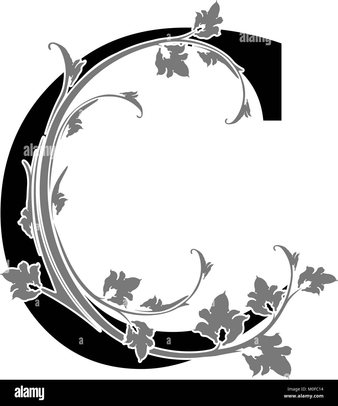 Floral font letter c Black and White Stock Photos & Images - Alamy