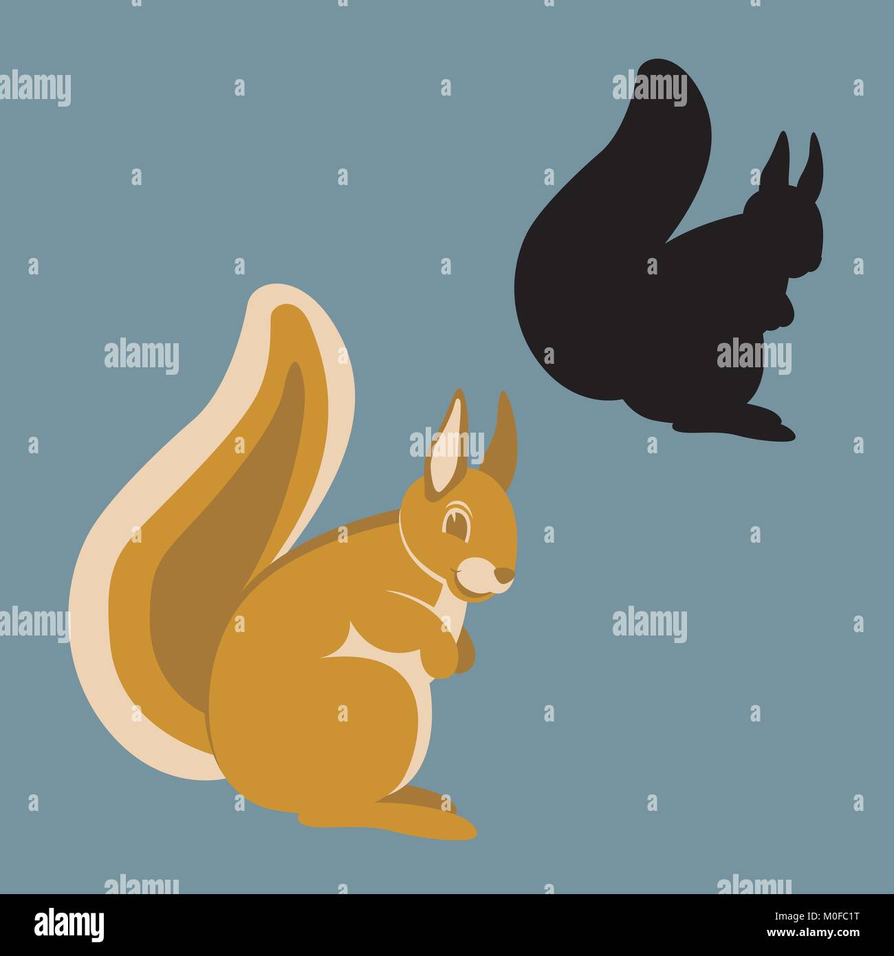 squirrel vector illustration flat style profile side silhouette black ...