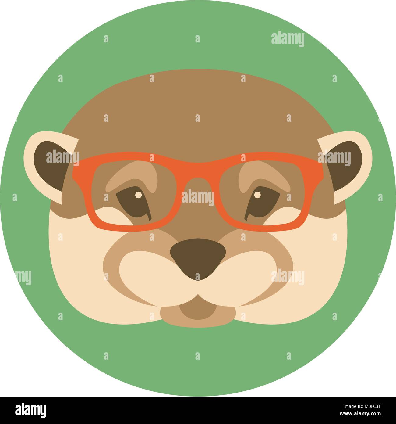 weasel in glasses vector illustration flat style front side Stock ...