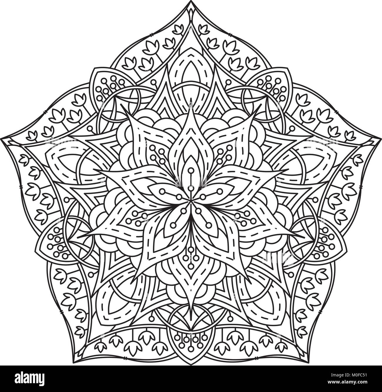 Abstract vector black lace design in mono line style - five-finger ...