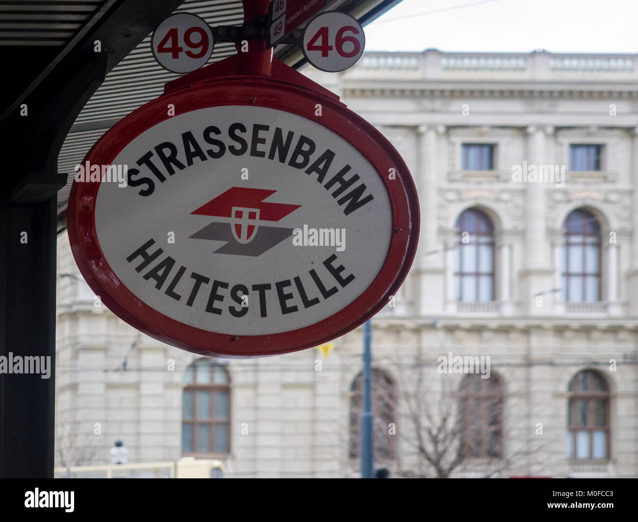 VIENNA, AUSTRIA, DECEMBER 06, 2017: Sign at Tram Stop (Tram (Wiener ...