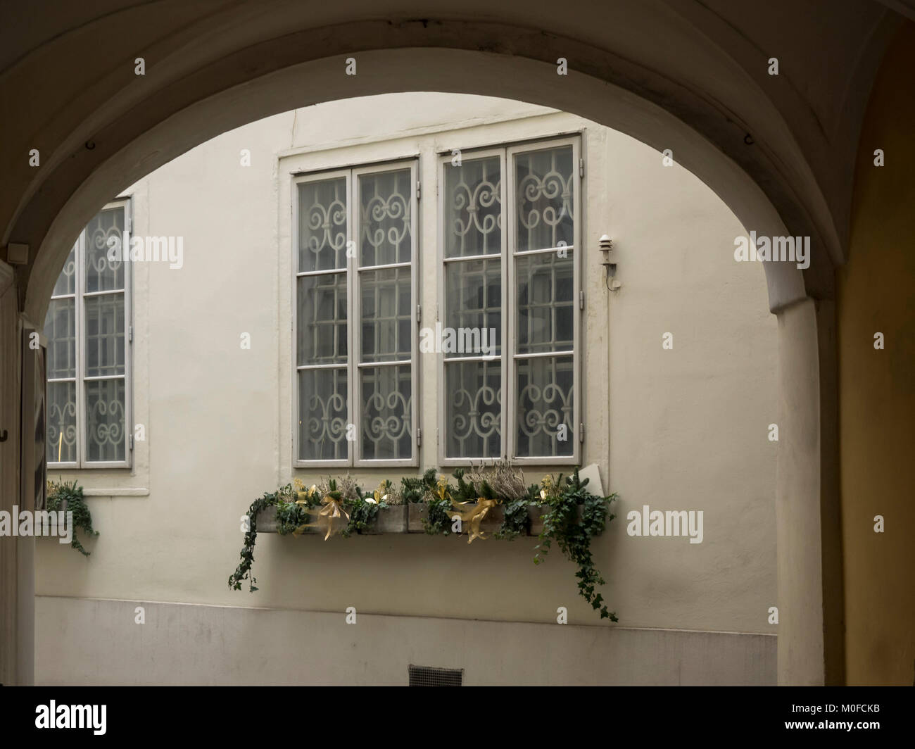 VIENNA, AUSTRIA - DECEMBER 06, 2017: Pretty Window seen through arch ...