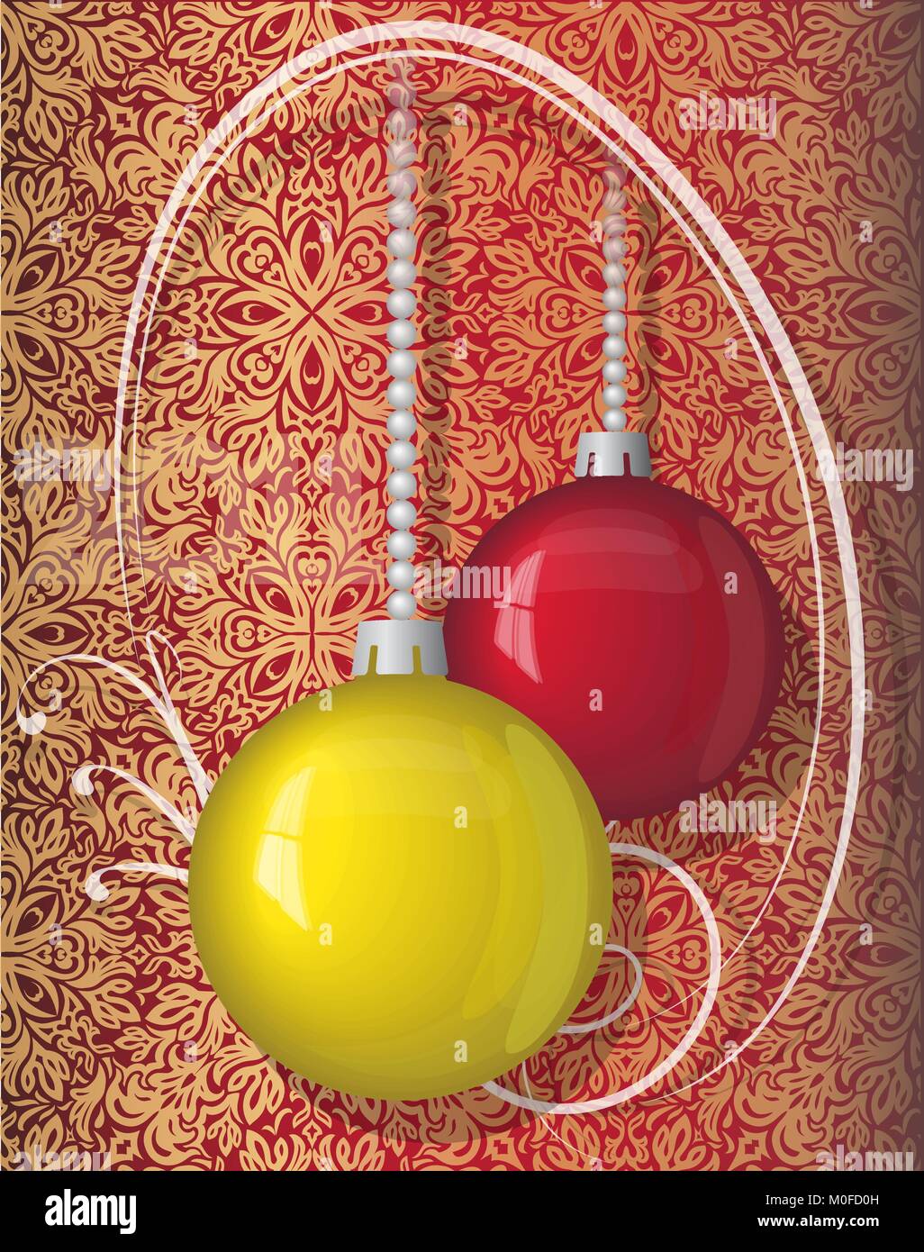 Golden red christmas balls Stock Vector Images - Alamy