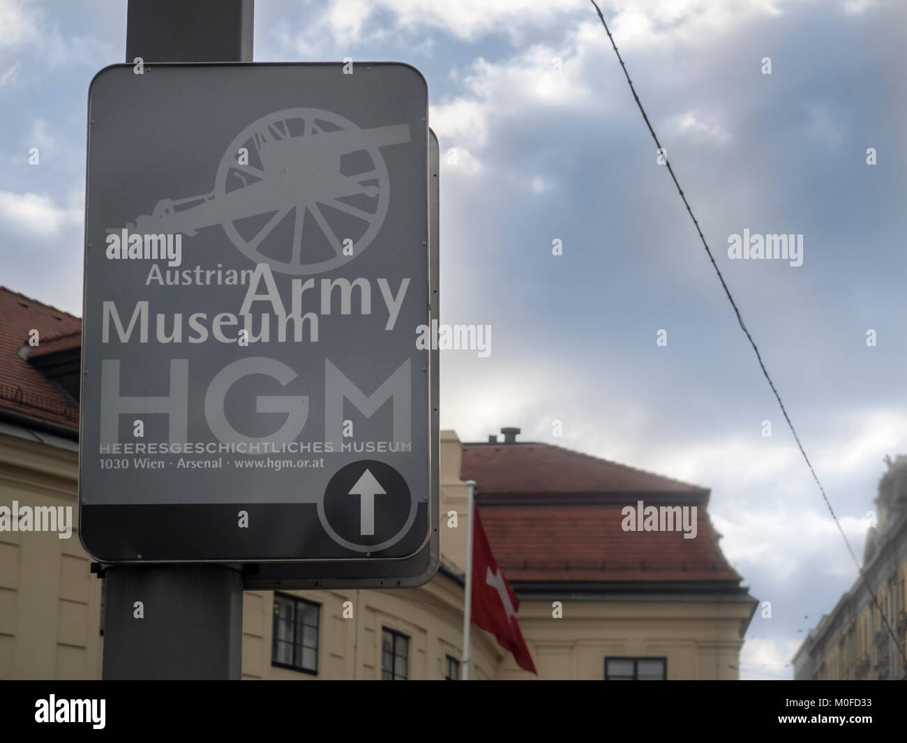 VIENNA, AUSTRIA, DECEMBER 06, 2017: Sign for the Austrian Army Museum ...