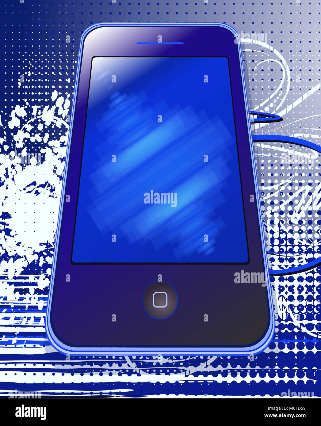 Vector concept communicator on the abstract blue background Stock ...