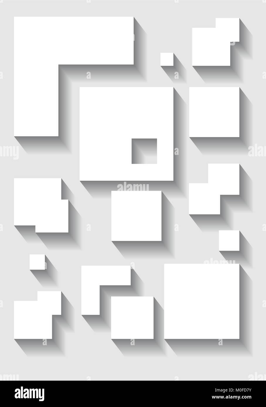 Paper square banner with drop shadows on white background. Vector ...