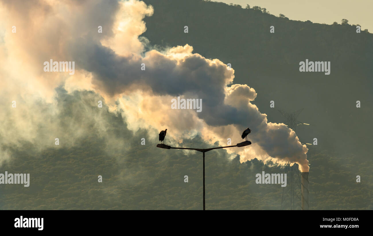 Pollution spews out into the sky in Spain Stock Photo - Alamy