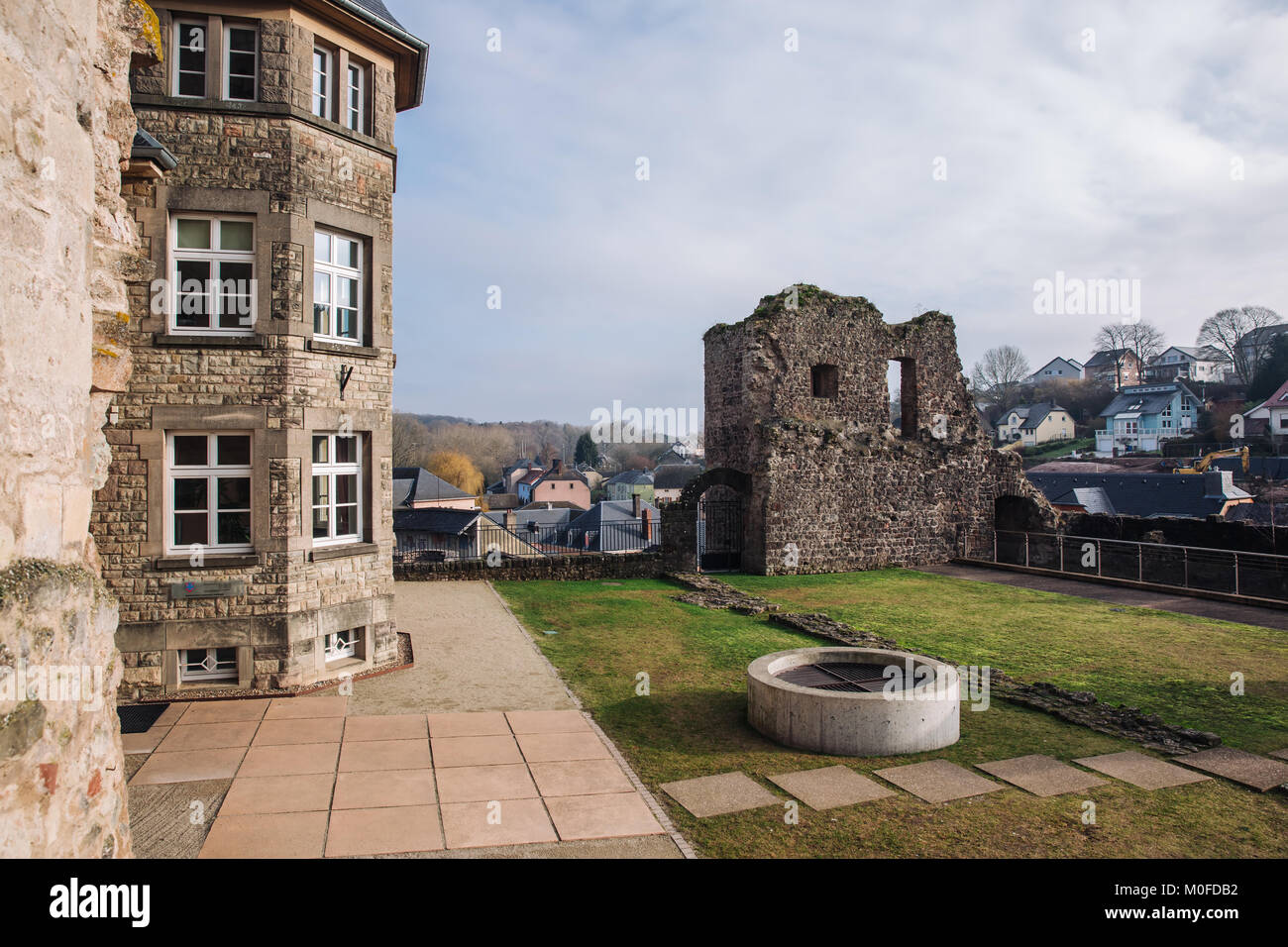The beautiful castle of Useldange in the north of Luxembourg Stock ...