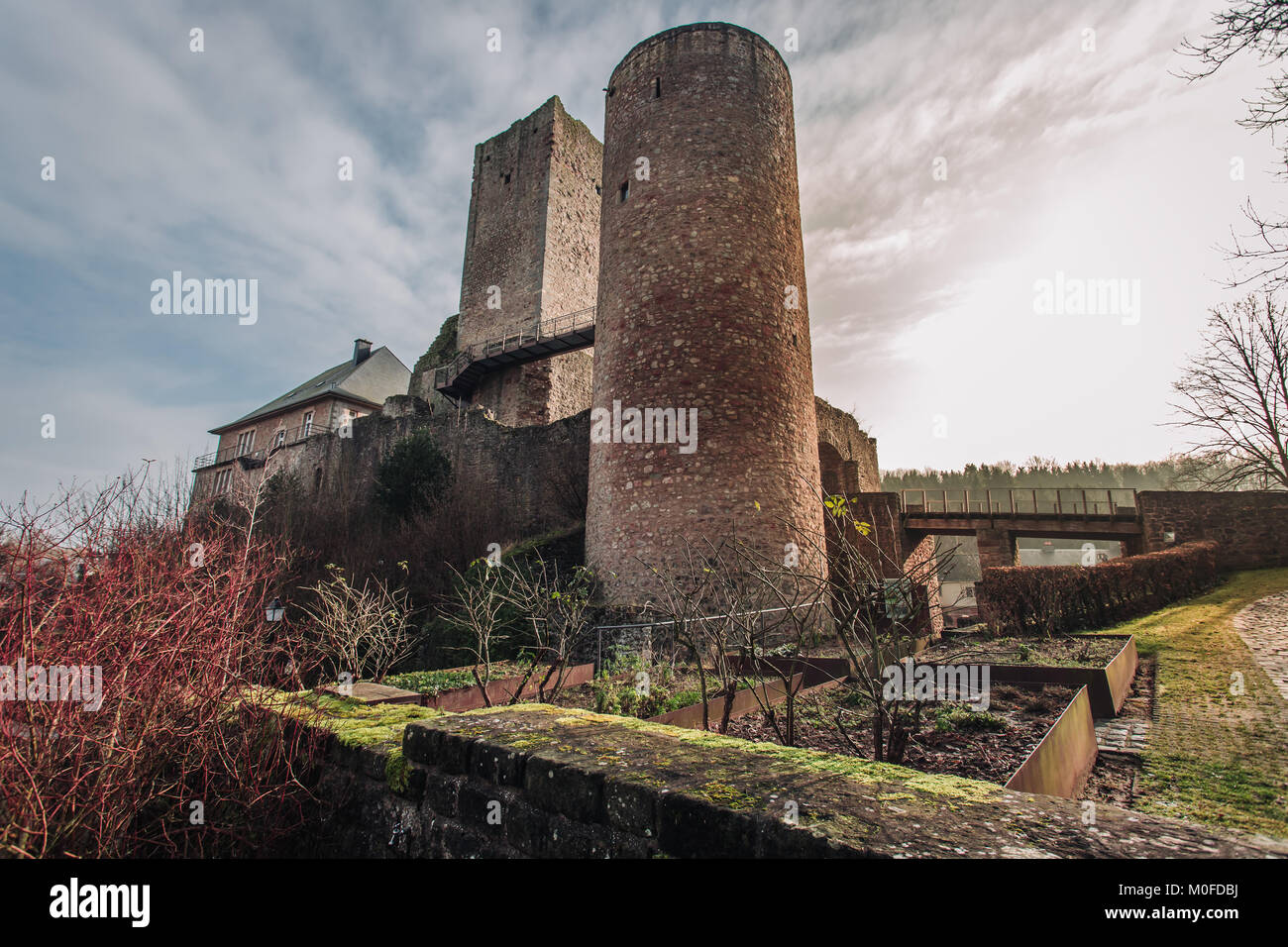 The beautiful castle of Useldange in the north of Luxembourg Stock ...