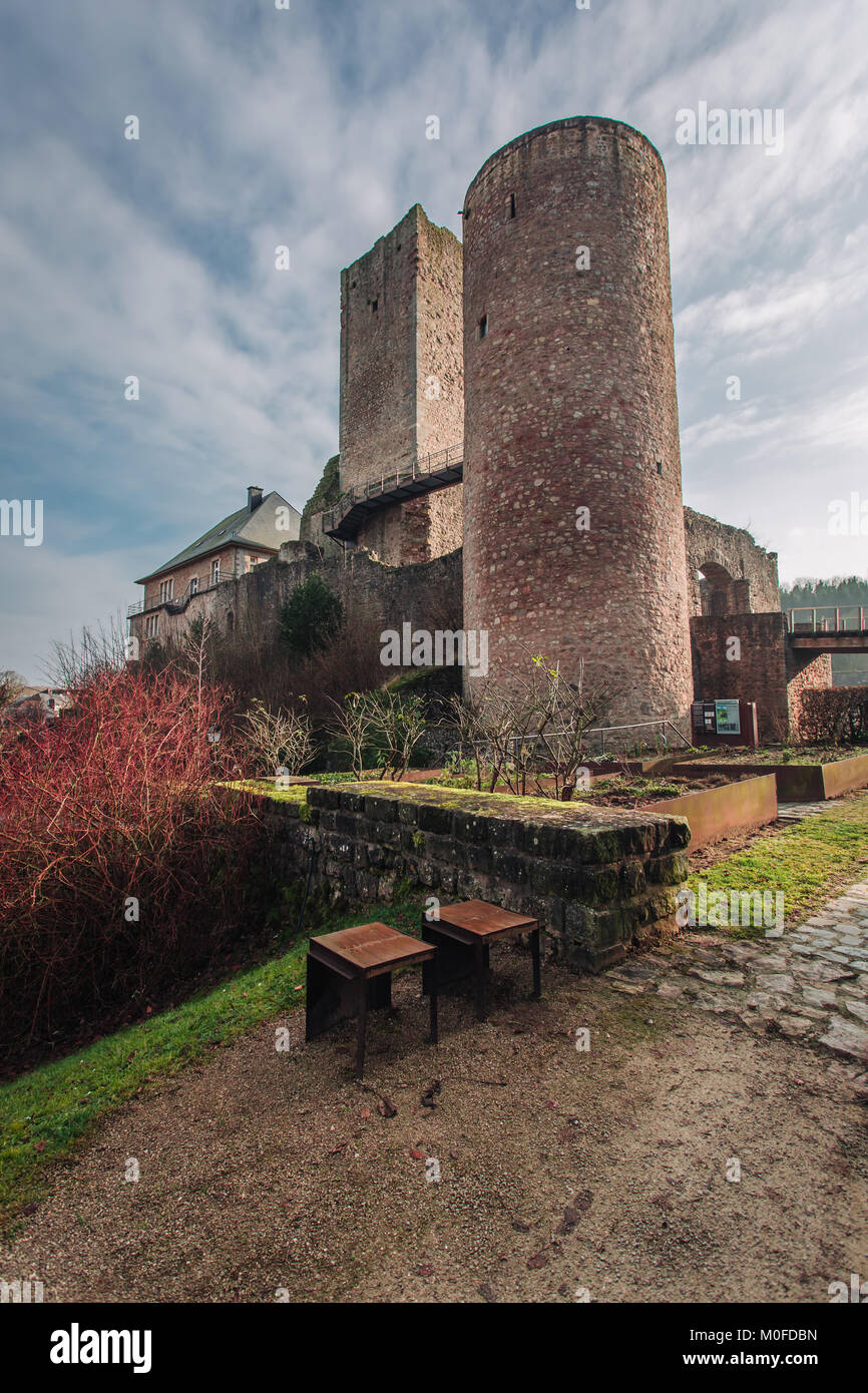 The beautiful castle of Useldange in the north of Luxembourg Stock ...