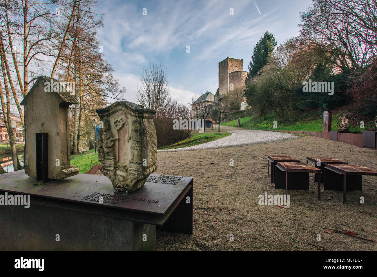 The beautiful castle of Useldange in the north of Luxembourg Stock ...