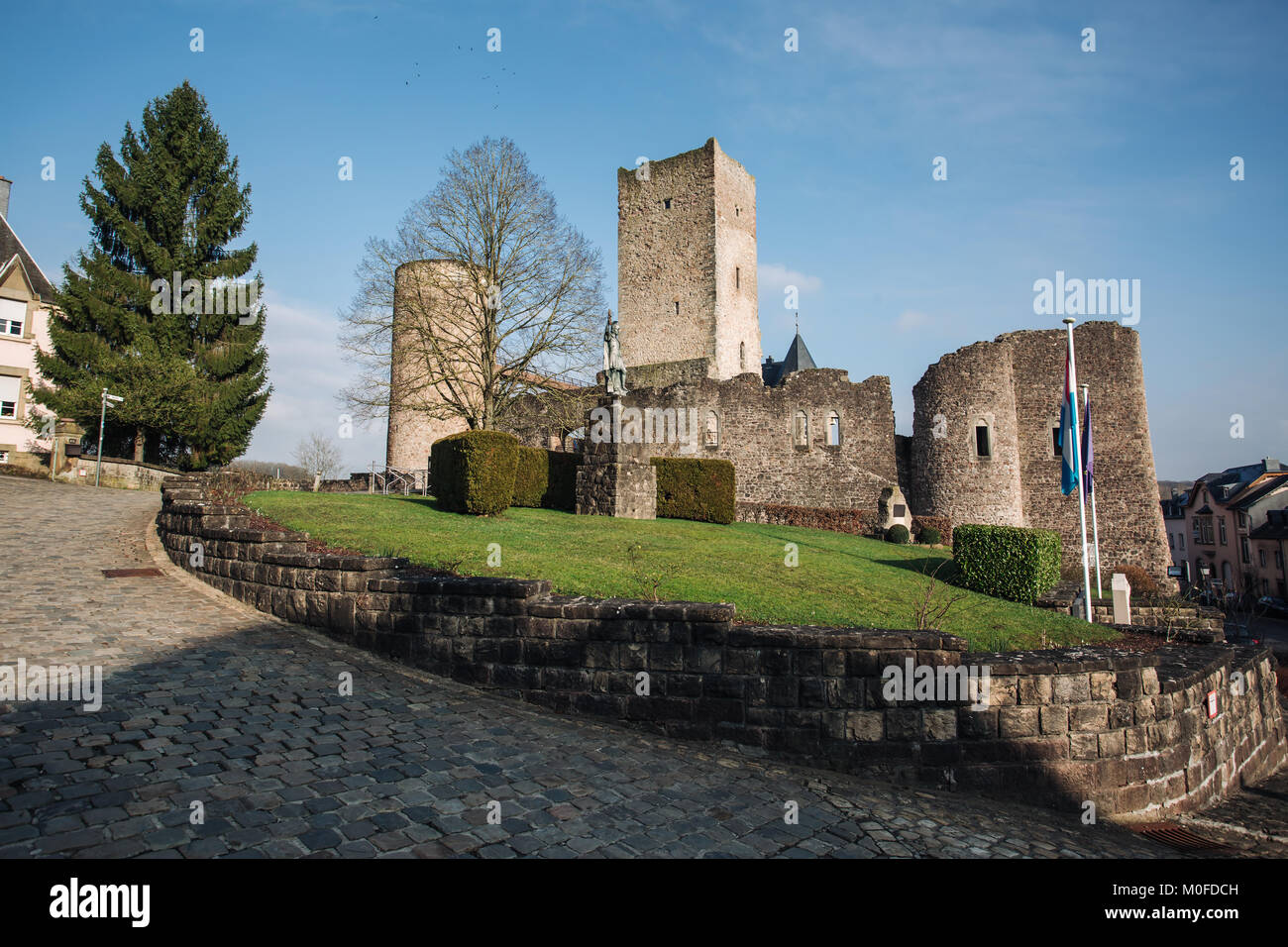 The beautiful castle of Useldange in the north of Luxembourg Stock ...