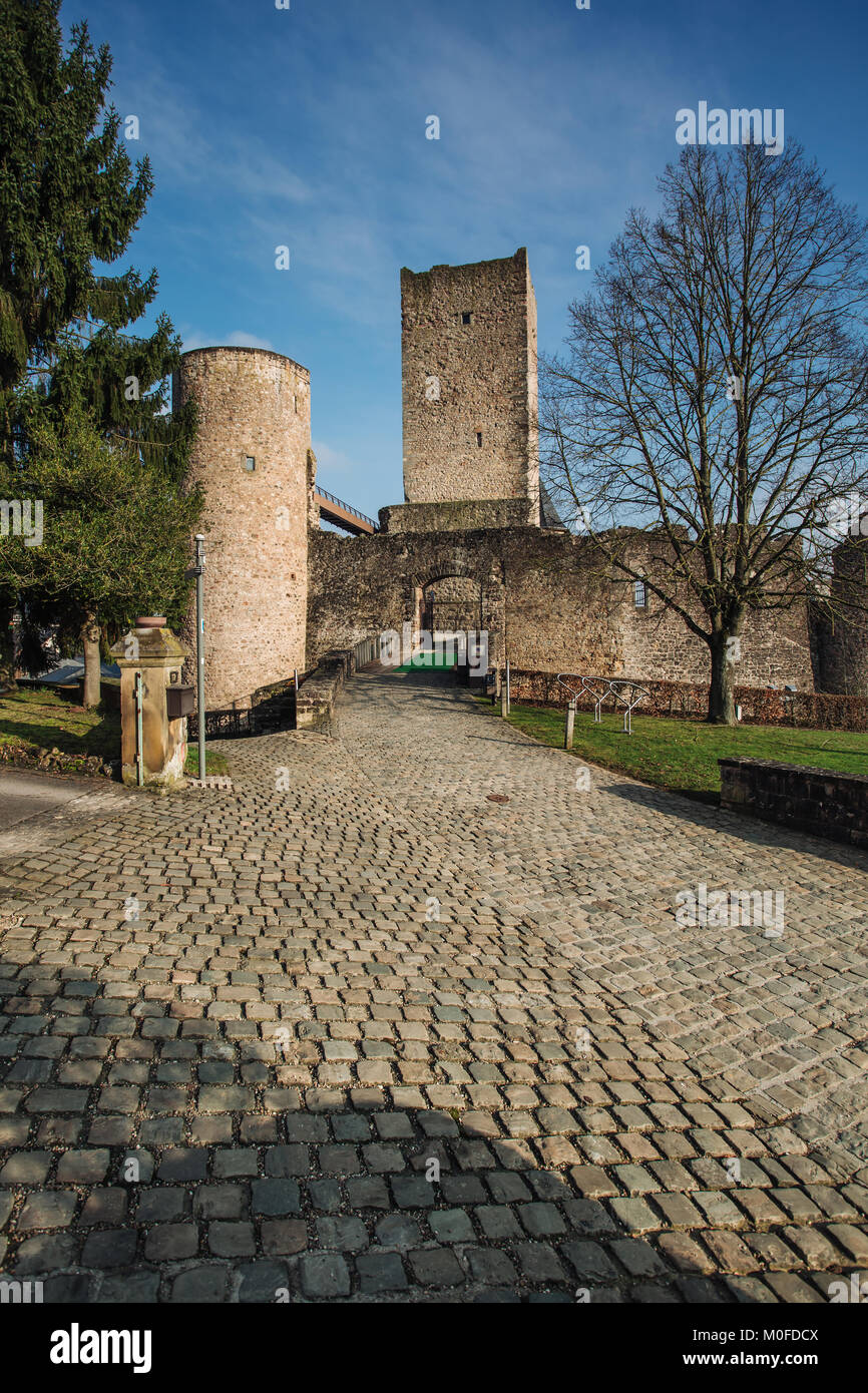 The beautiful castle of Useldange in the north of Luxembourg Stock ...