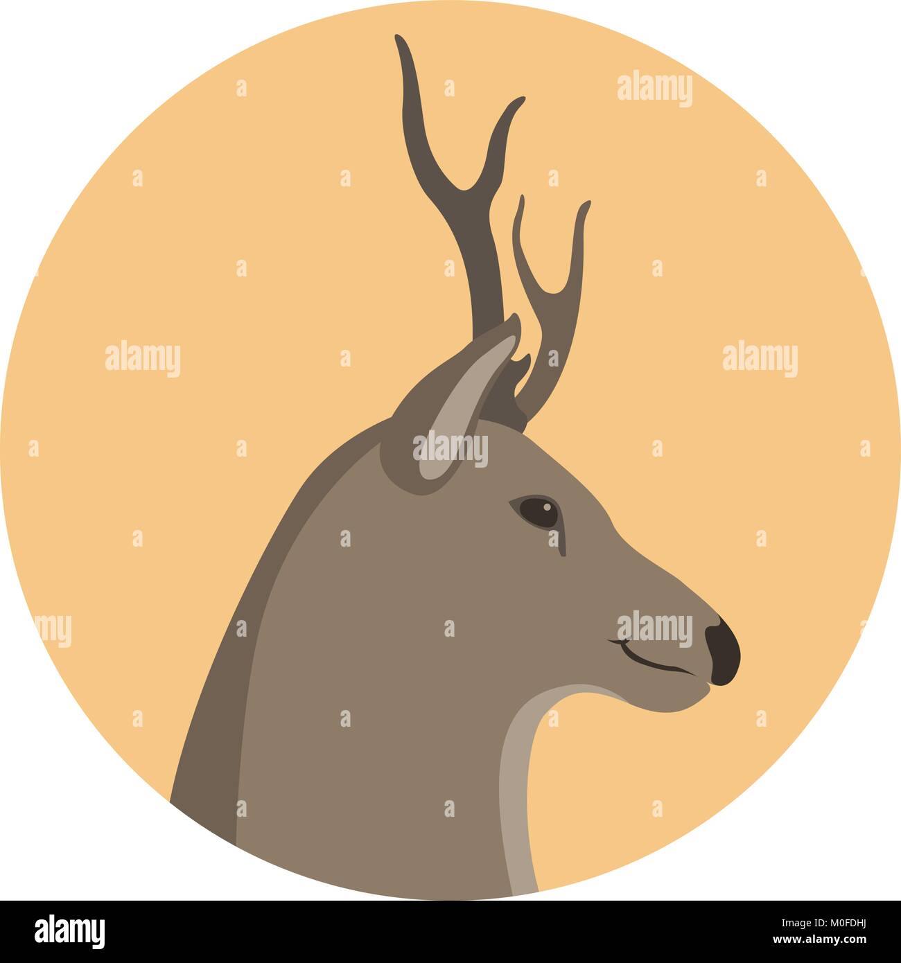 deer vector illustration profile side flat style head Stock Vector ...